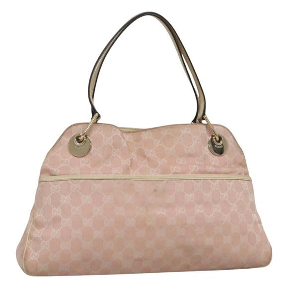 Gucci | Bags | Gucci Gg Canvas Tote Bag Gold Pink 2123 Auth Ec036 ...